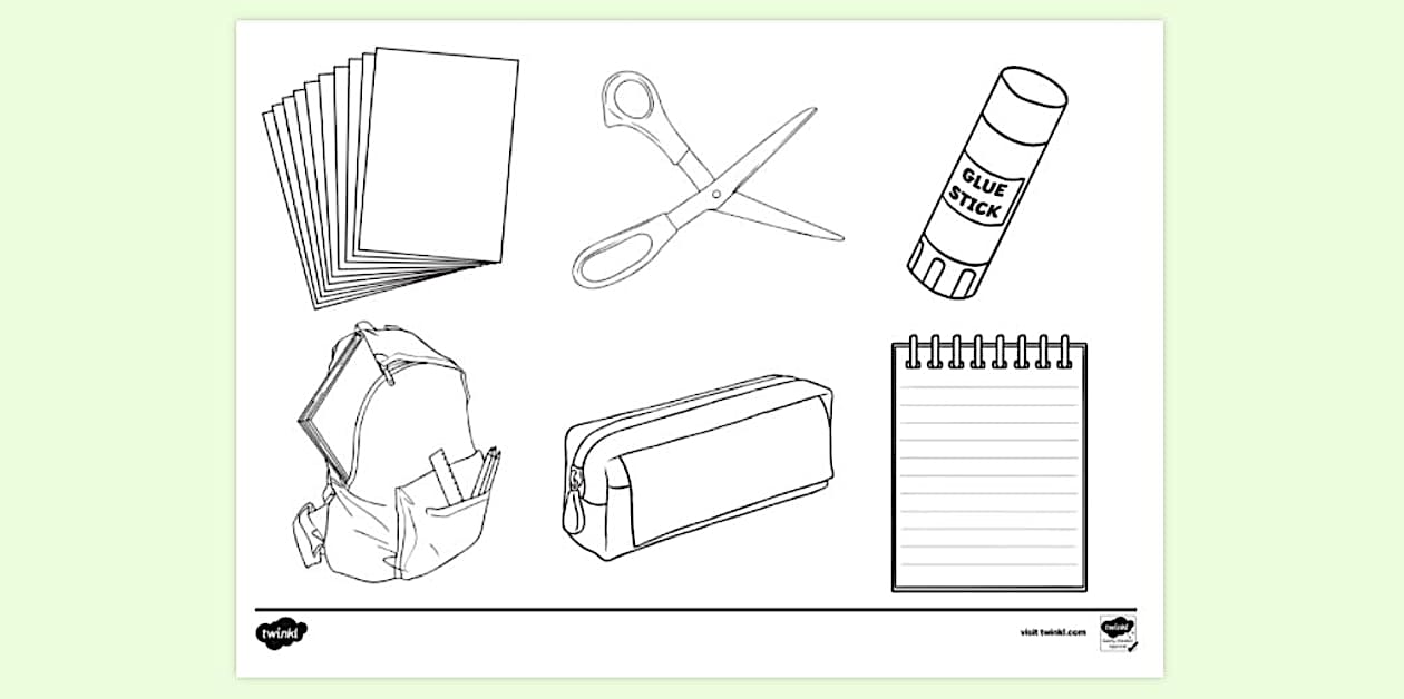 School Supplies Colouring Page | Colouring Sheets - Twinkl