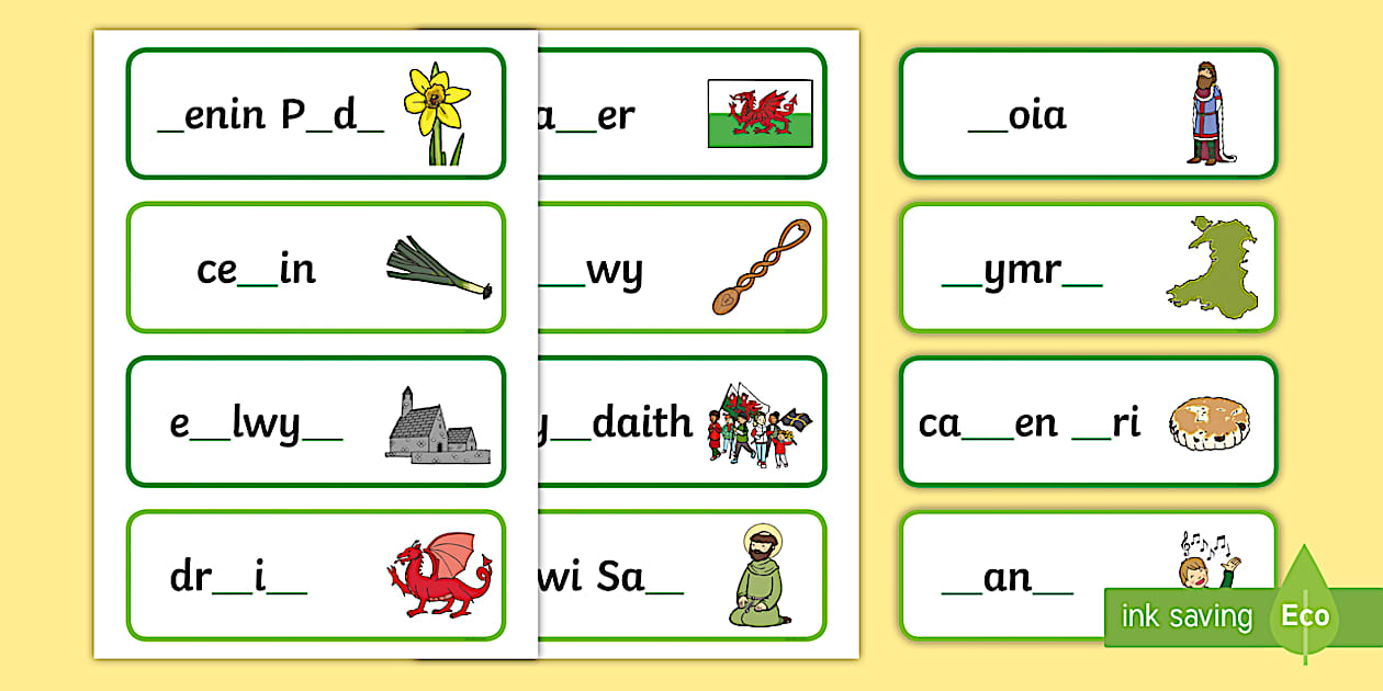 Cardiau Synau Coll Dewi Sant (teacher made) - Twinkl