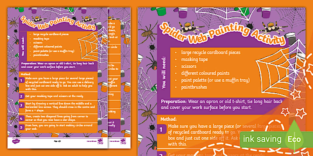 Spider Web Painting Activity (Ages 5 - 11) (teacher made)