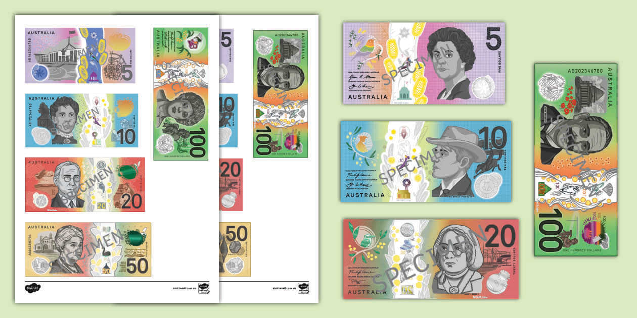 Australian Notes Cut-Outs (teacher made) - Twinkl