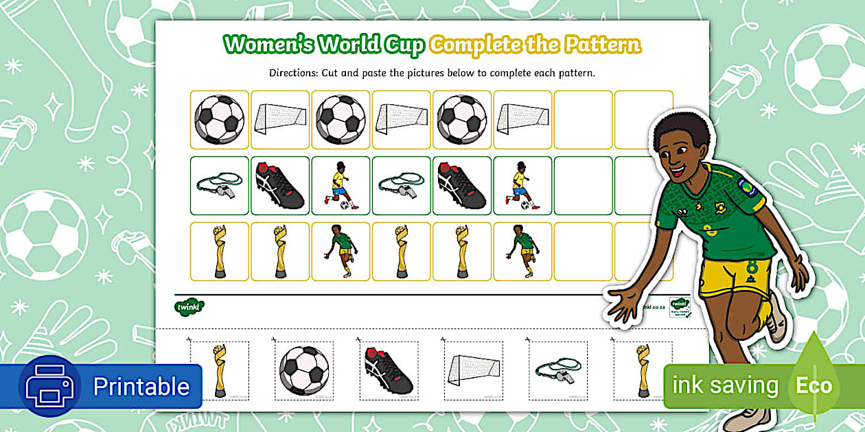 Grade R- Worksheet: SA Women's Football Complete the Pattern