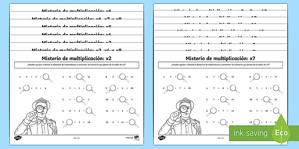 Las tablas de multiplicar Ficha de buscar números - Twinkl