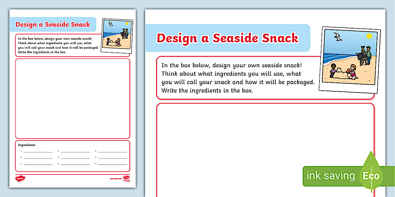 Design a Seaside Snack Activity Sheet,seaside,food - Twinkl