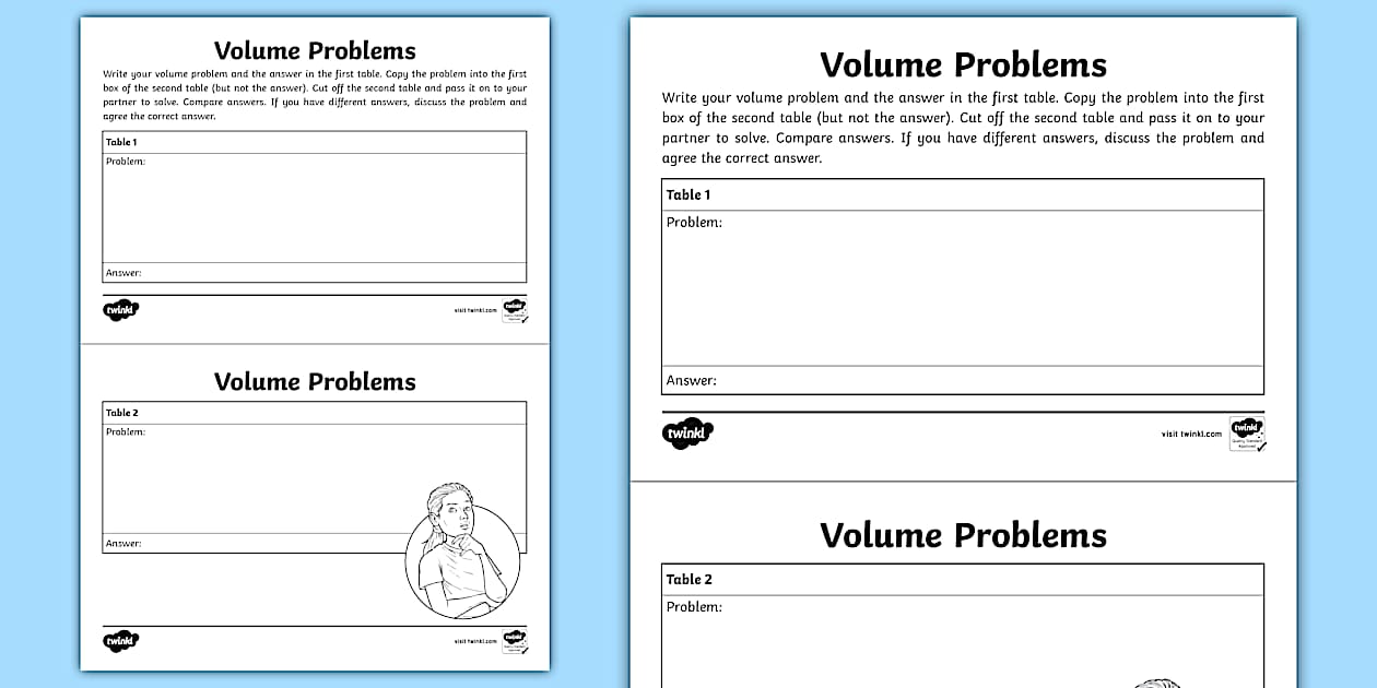 Volume Problems Worksheet (teacher made) - Twinkl
