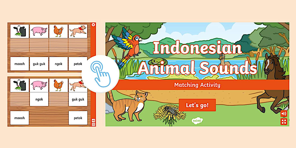 Animal Sounds Interactive Matching - Indonesian - Twinkl