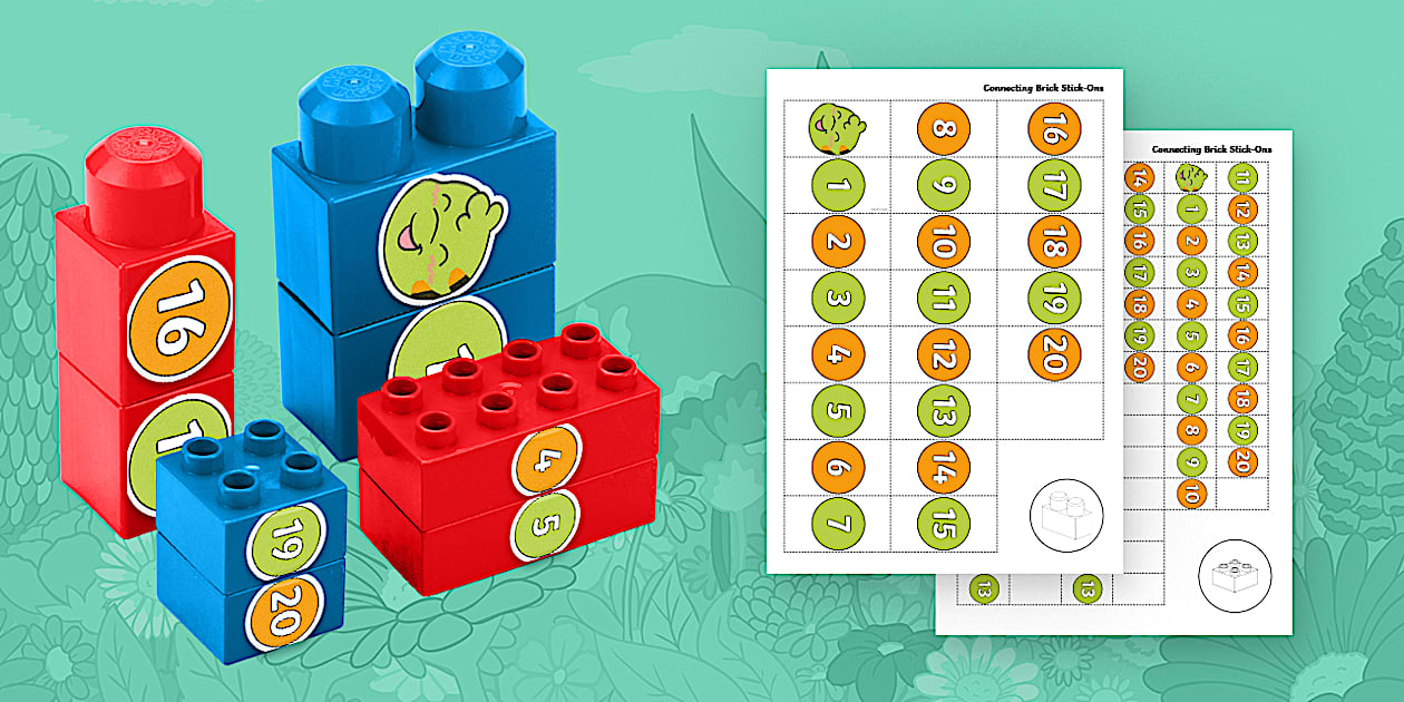Number Caterpillar to 20 Connecting Bricks Game - Twinkl