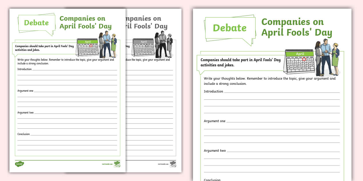 KS2 April Fools' Day Debate Writing Frame (teacher made)