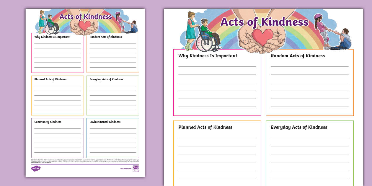 Acts of Kindness Fact File Template (teacher made) - Twinkl