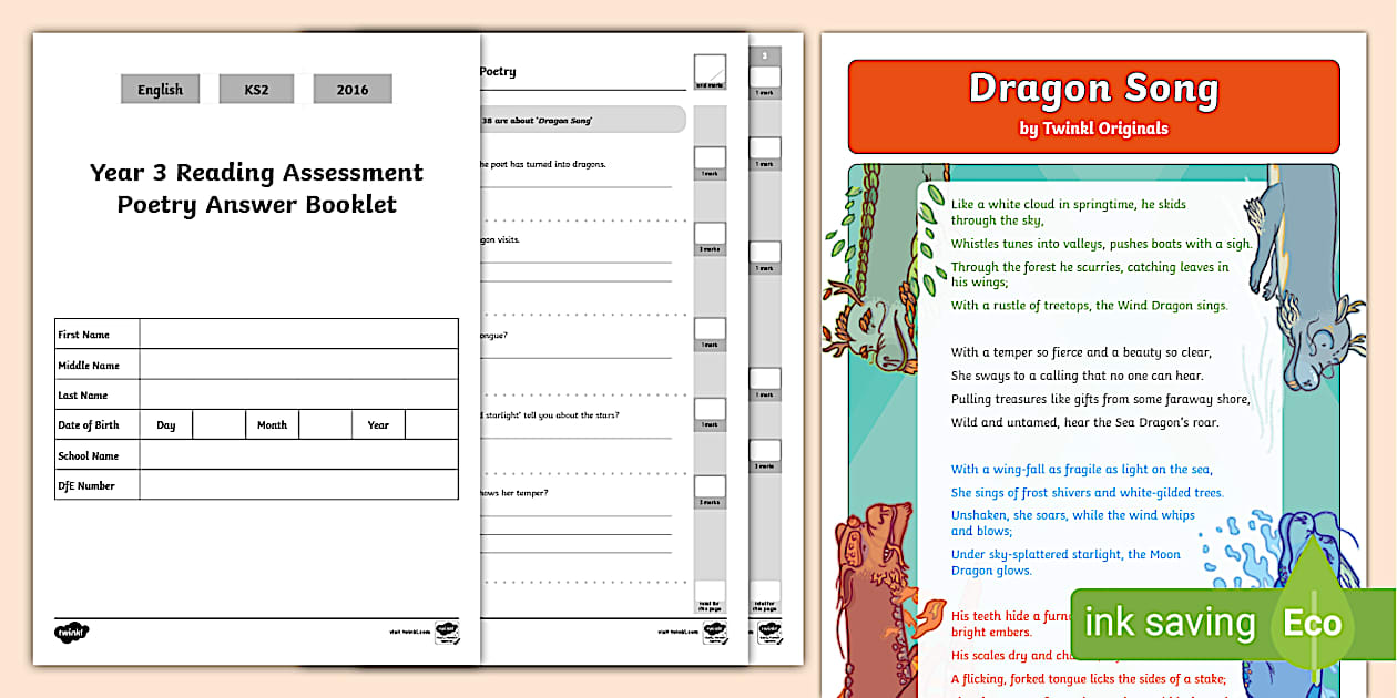 Year 3 Term 2 Poetry Reading Assessment - Twinkl