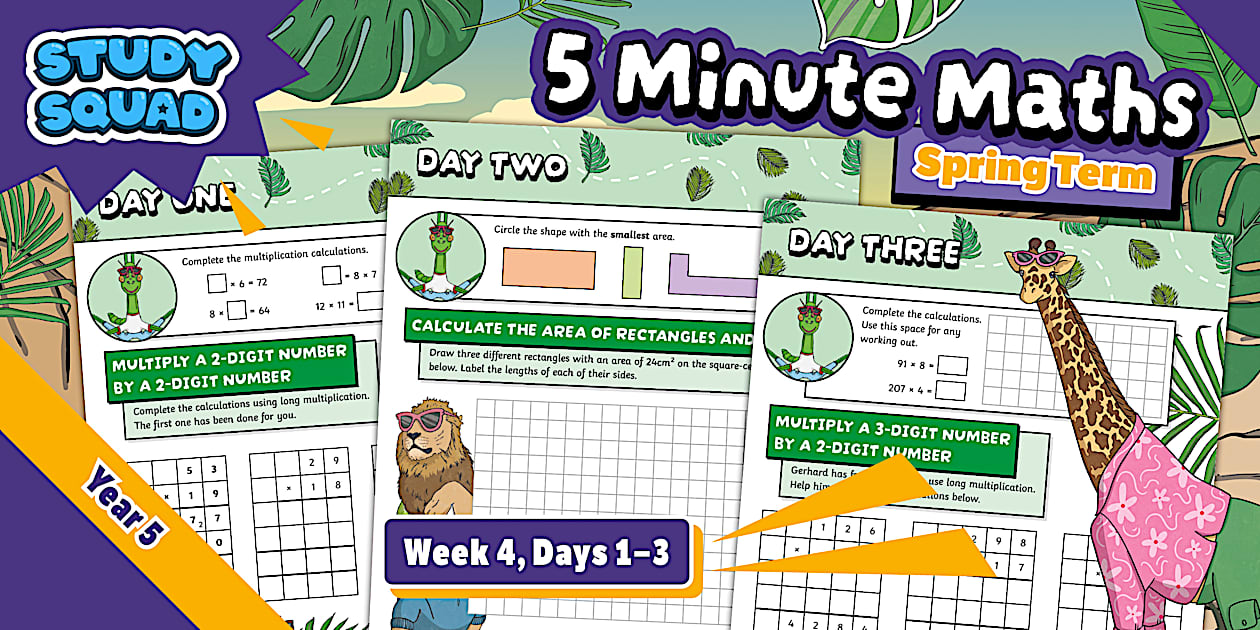 👉 Study Squad 5 Minute Maths - Year 5 Spring - Week 4 Days 1-3