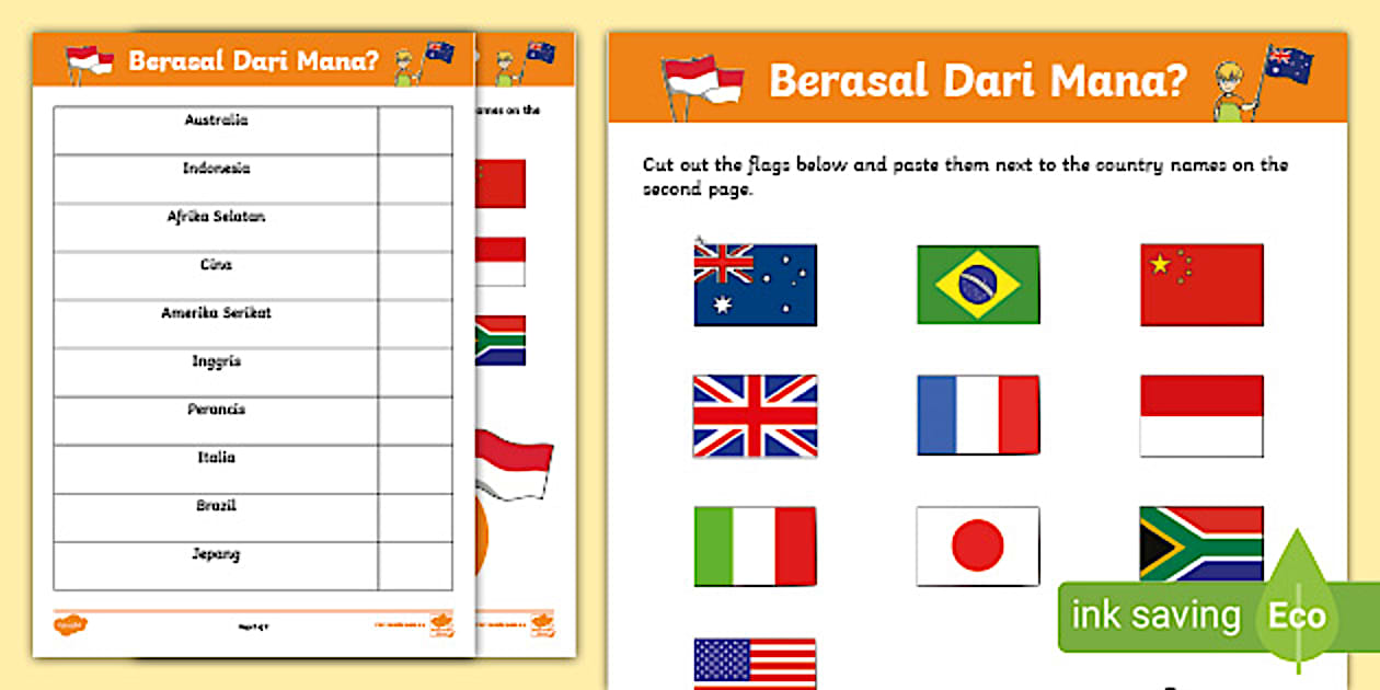Countries Cut and Paste Activity Indonesian