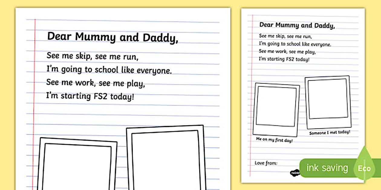 Poem About the First Day of School Worksheet - EYFS - Twinkl