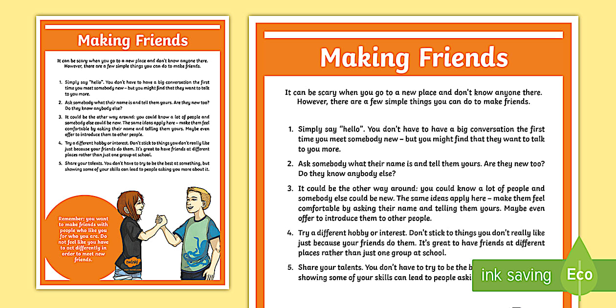 Making Friends A4 Display Poster (teacher made) - Twinkl