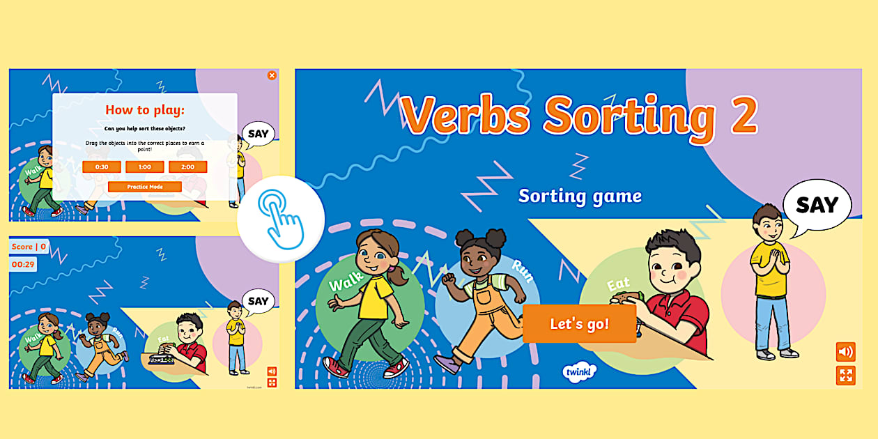 Interactive Verb Sorting Game - CfE (First) (teacher made)