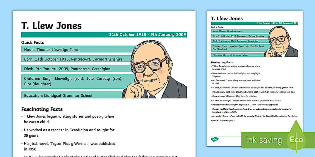 T. Llew Jones | Adnoddau Da Hanfodol I Athrawon a disgyblion