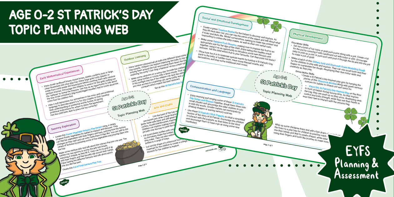 NI EYFS Age 0-2 Topic Planning Web: St Patrick's Day
