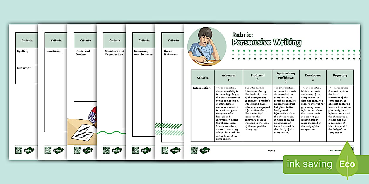 Rubric: Persuasive Writing | Grade 6 | Twinkl (teacher made)