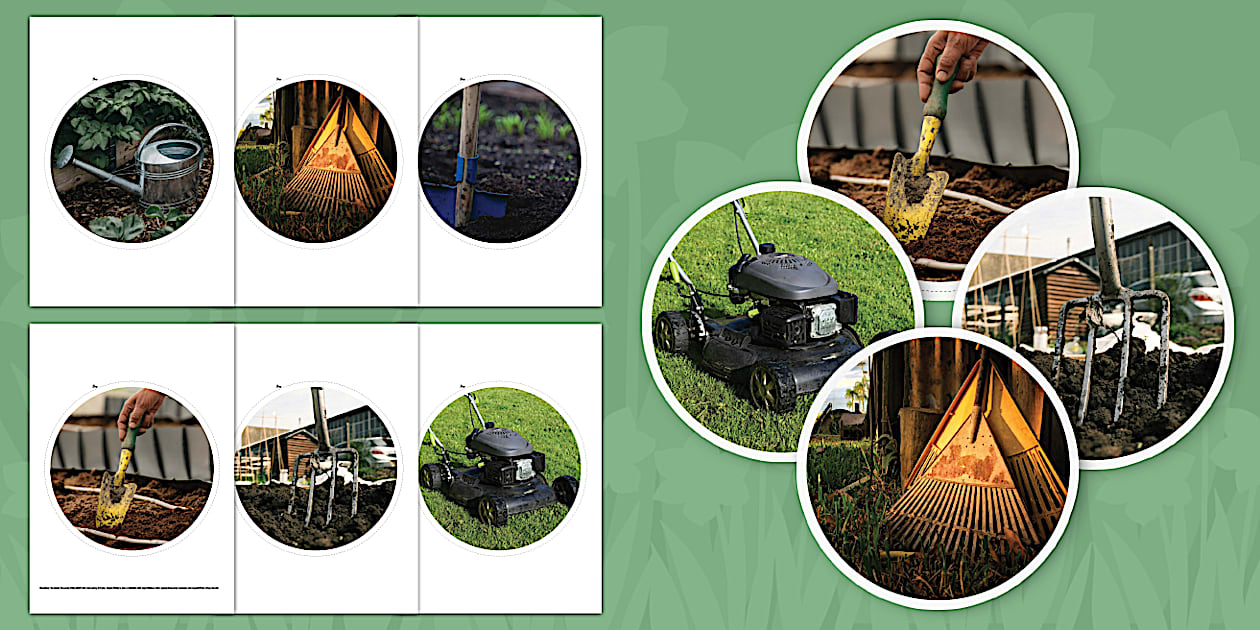 Gardening Tools Display Circle Photo Cut-Outs - Twinkl