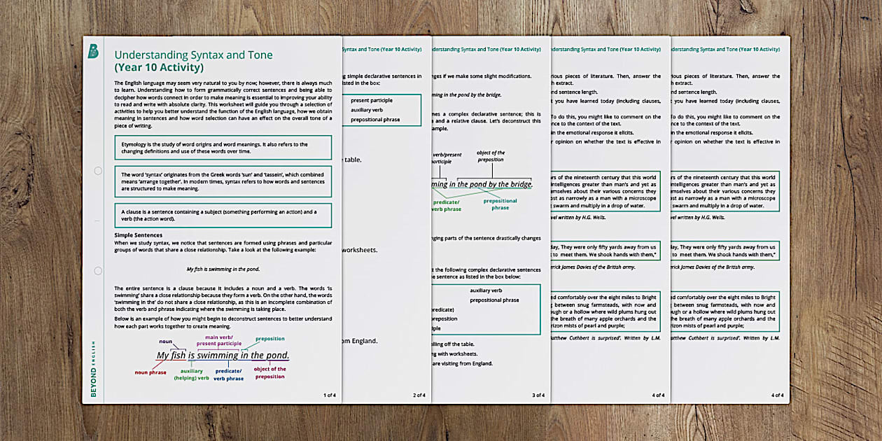 Understanding Syntax and Tone (Year 10) (teacher made) Understanding Syntax and Tone (Year 10) (teacher made)