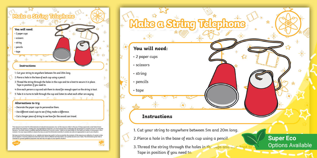Make A String Telephone Craft Instructions (teacher made)