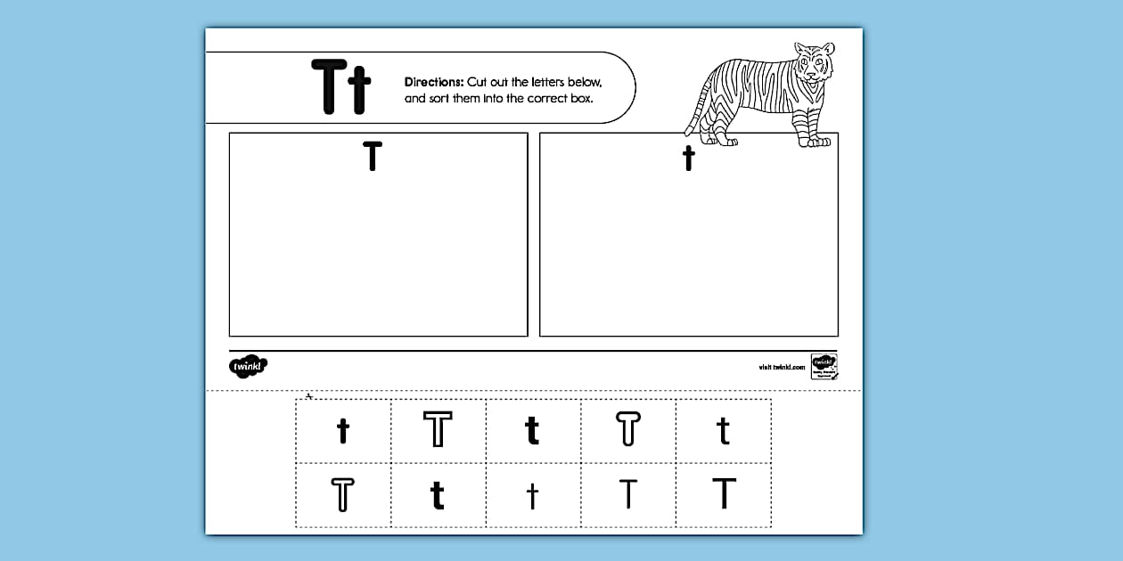 Uppercase and Lowercase Letter T Sort for PreK-K - Twinkl