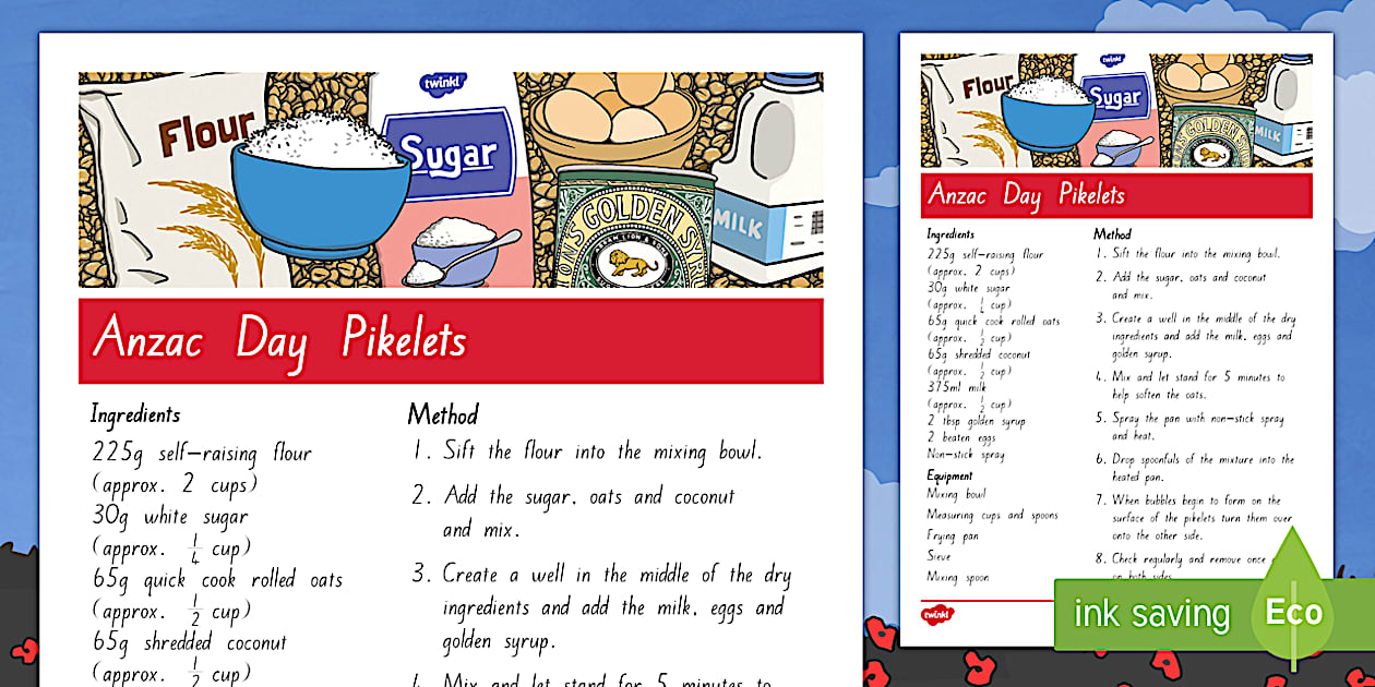 Anzac Pikelet Recipe | Anzac Day | New Zealand Primary