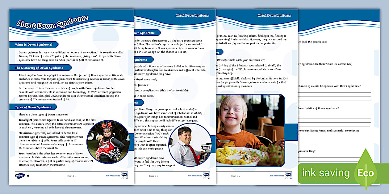 Down Syndrome Awareness Worksheets - Twinkl - Inclusion