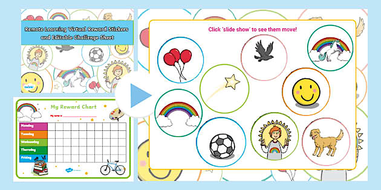 Remote Learning Virtual Reward Stickers - Editable Challenge