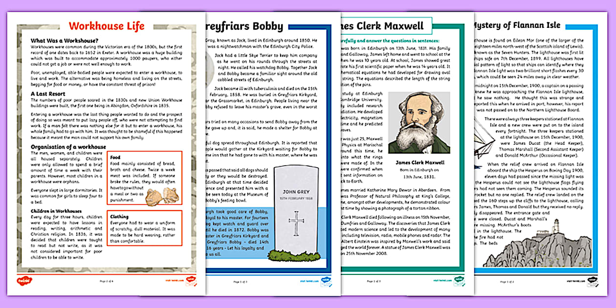 Editable CfE Second Level Victorian Differentiated Reading Comprehension