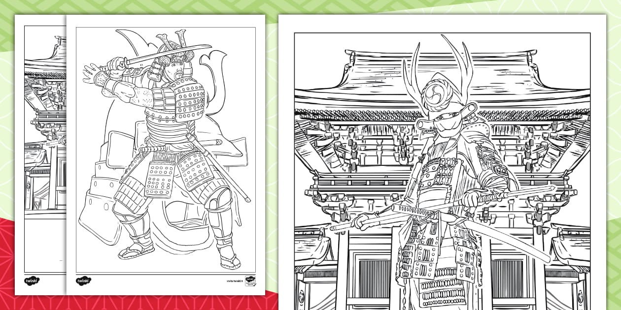 Foglio da colorare: Samurai - Twinkl Art