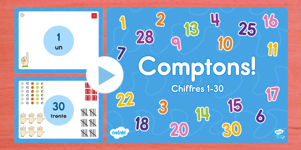 Let's Count! Number 1-30 PowerPoint French - Twinkl