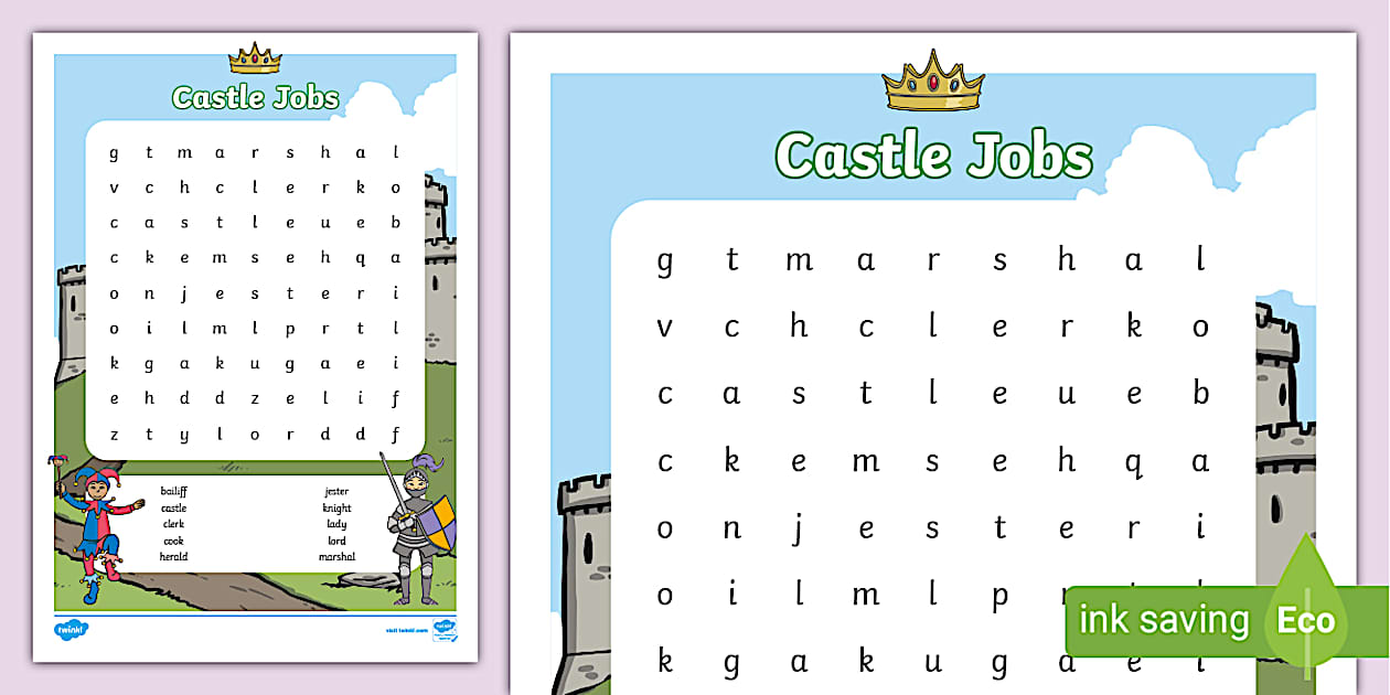 Castle Jobs Word Search (teacher made) - Twinkl