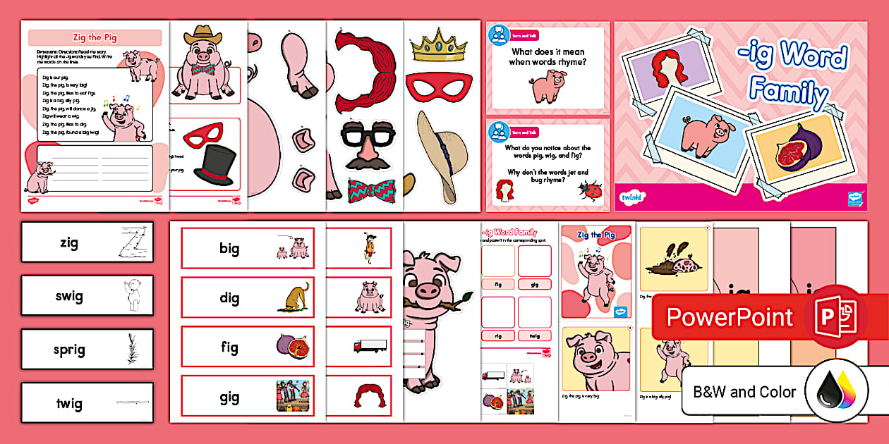 -ig Word Family Resource Pack for K-1st Grade (teacher made)
