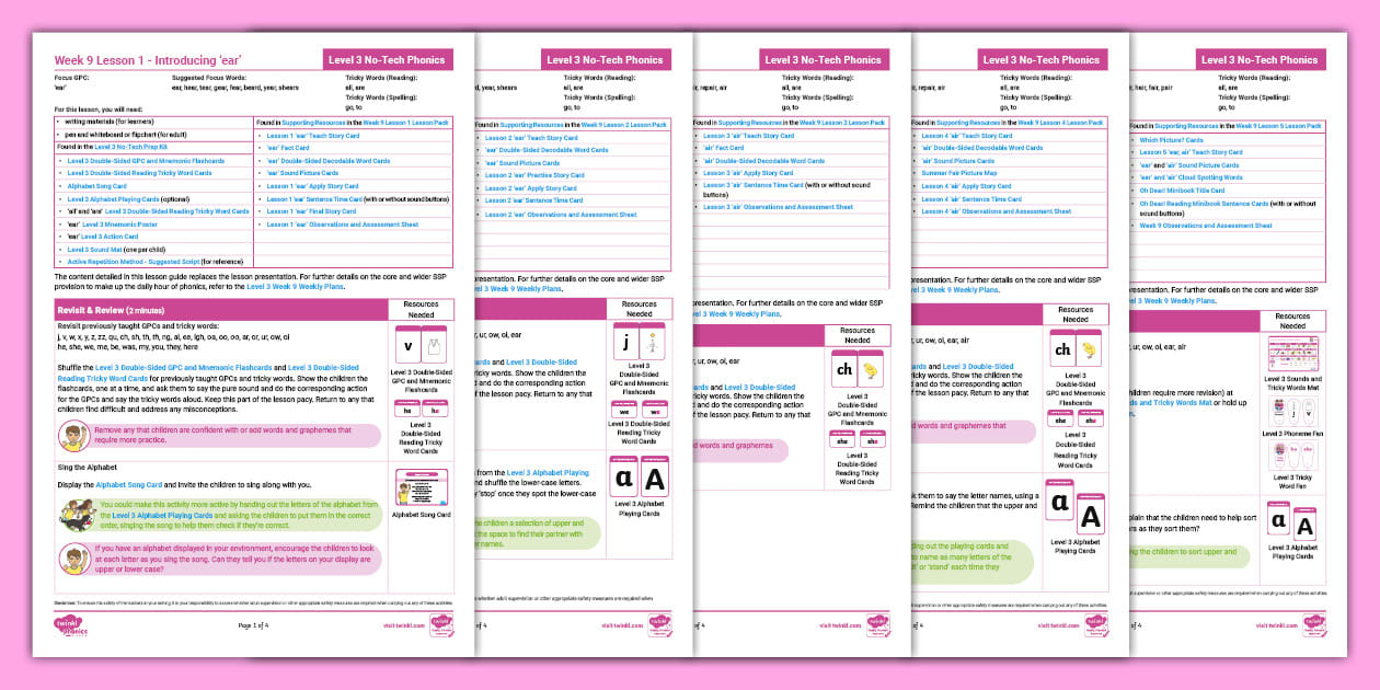 Level 3 No-Tech Phonics Week 10 Lesson Guide Pack