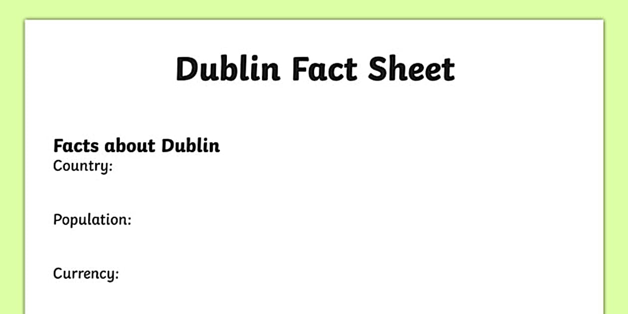 Dublin Factsheet Writing Template - Twinkl