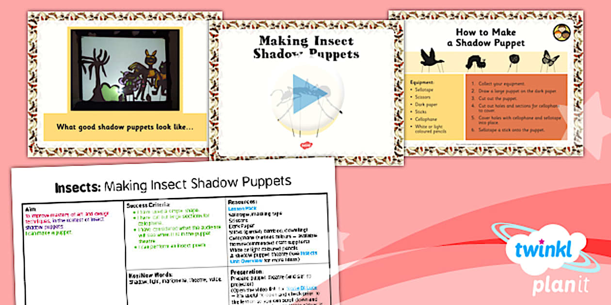 Art: Insects Unit: Making Insect Shadow Puppets LKS2 Lesson Pack 4