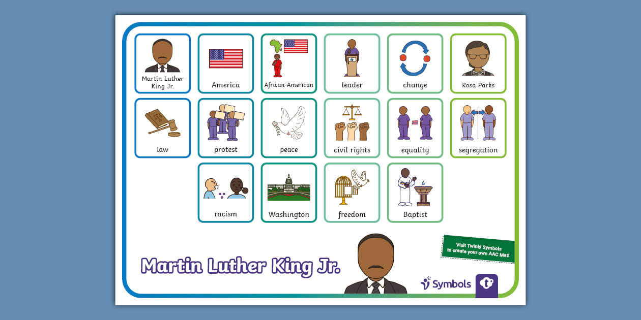 Twinkl Symbols: Martin Luther King Day AAC Mat - Twinkl