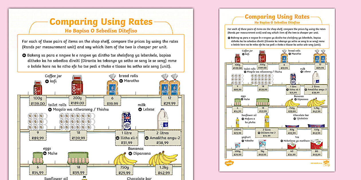 Grade 7 Maths - Term 3 - Comparing Using Rates - St/Eng CAPS
