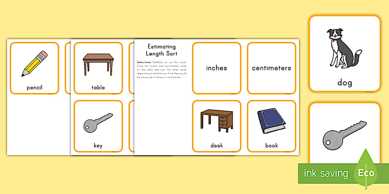 Estimating Length Sorting Cards (teacher made) - Twinkl