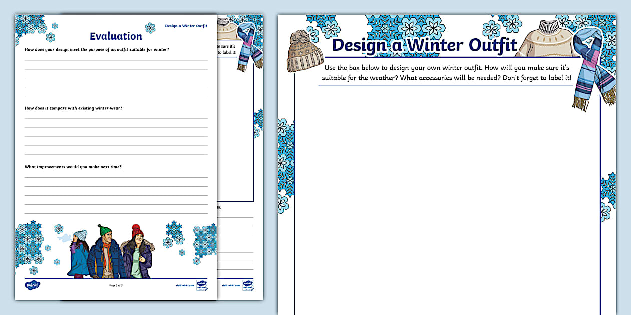 KS2 Design a Winter Outfit Worksheet (teacher made) - Twinkl