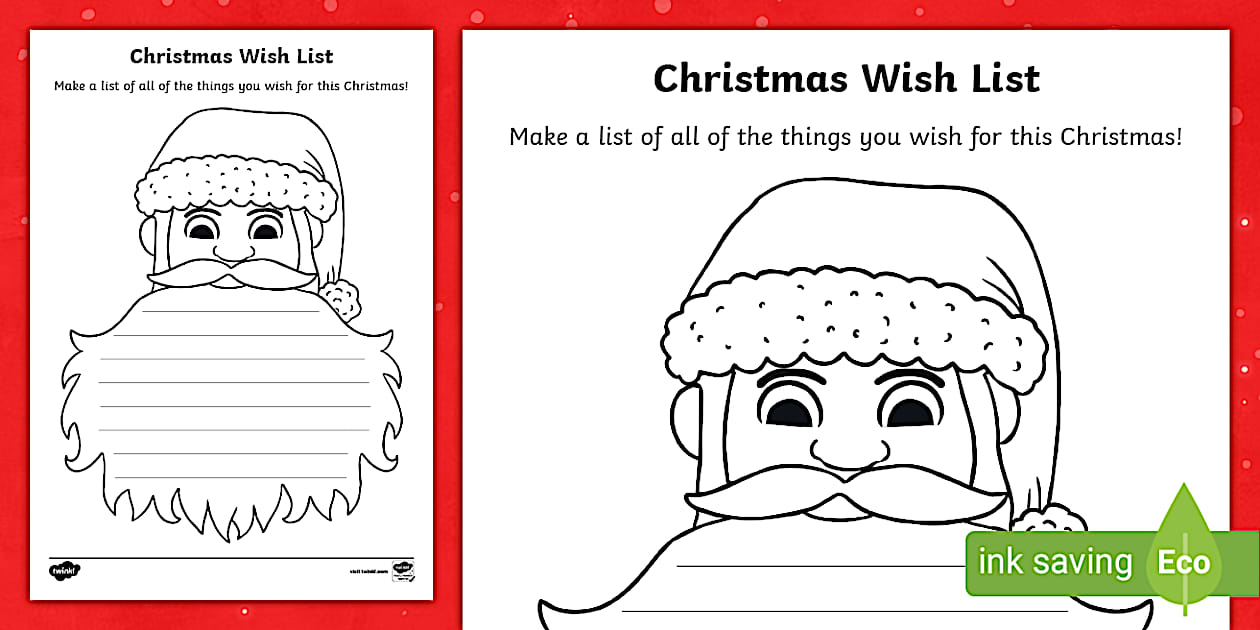 Santa Shape Wish List Worksheet (teacher made) - Twinkl