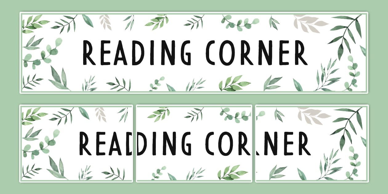 Muted Botanical Themed Reading Corner Display Banner
