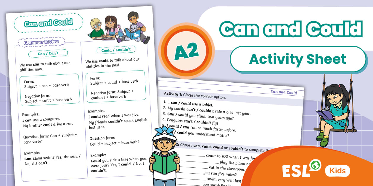 ESL Can and Could {Activity Sheet}