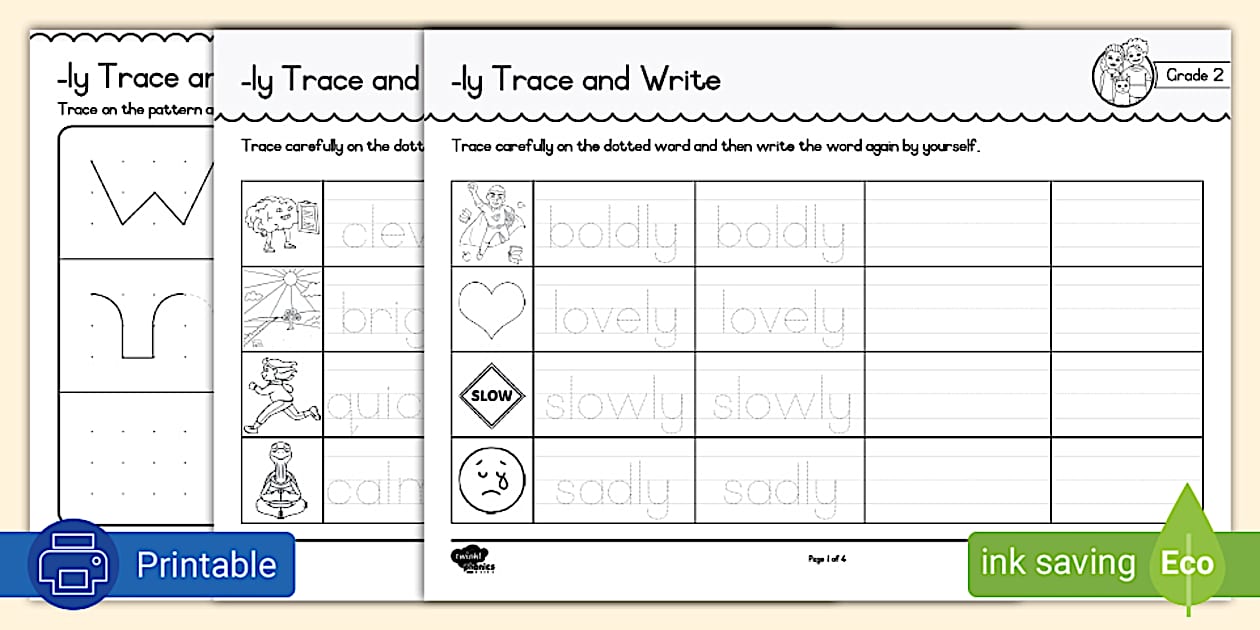 Grade 2 Phonics: Trace and Write -ly (teacher made) - Twinkl