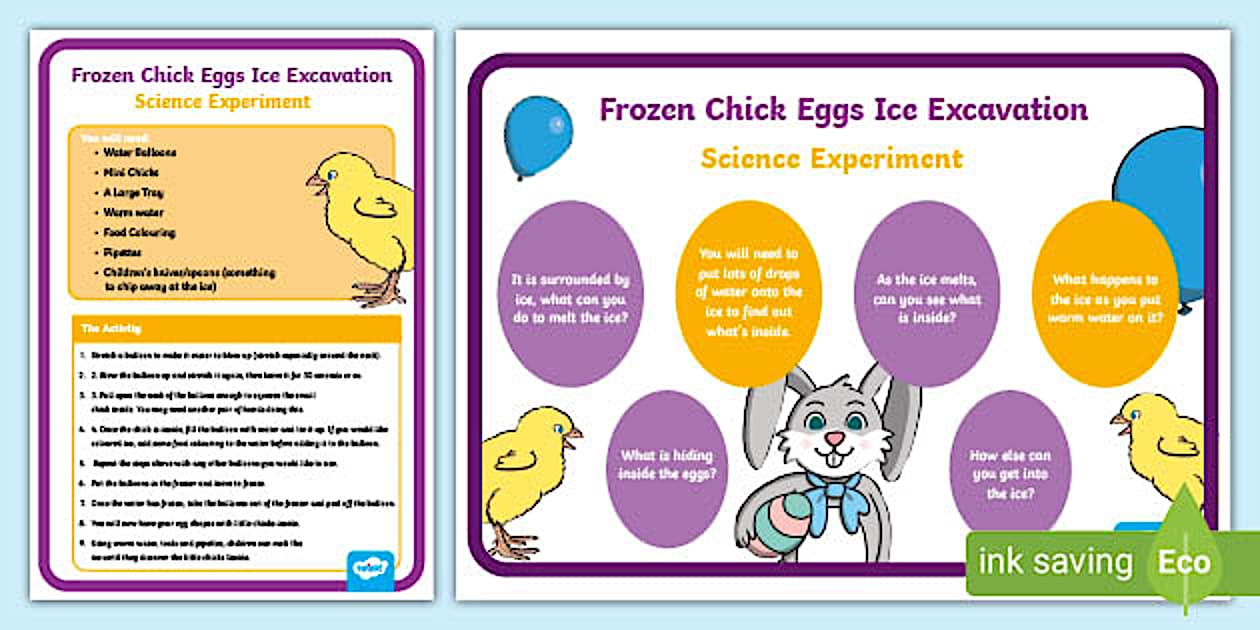 Frozen Chick Easter Egg Science Experiment (& Prompt Cards)