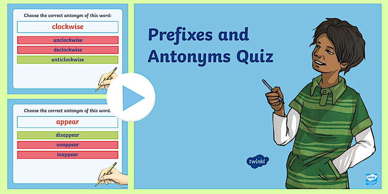 Prefixes and Antonyms Multiple Choice Quiz PowerPoint