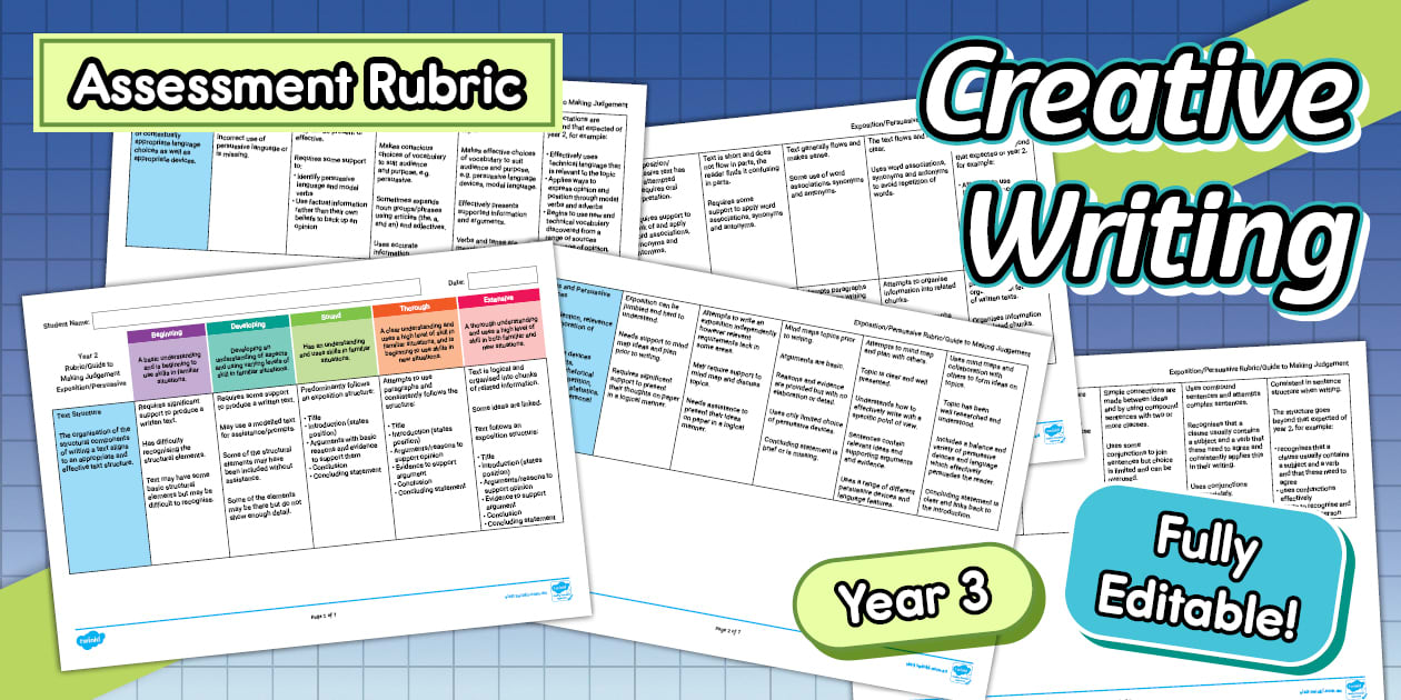 Creative Writing Rubric | Year 3 | Twinkl