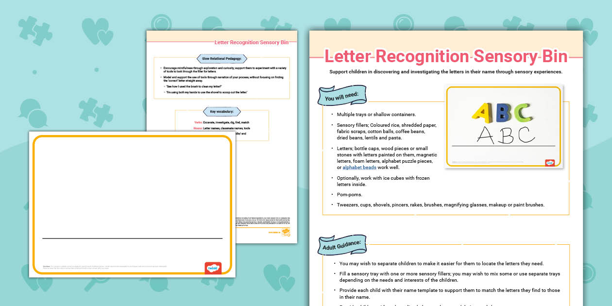 Letter Recognition Sensory Bin Activity - Twinkl