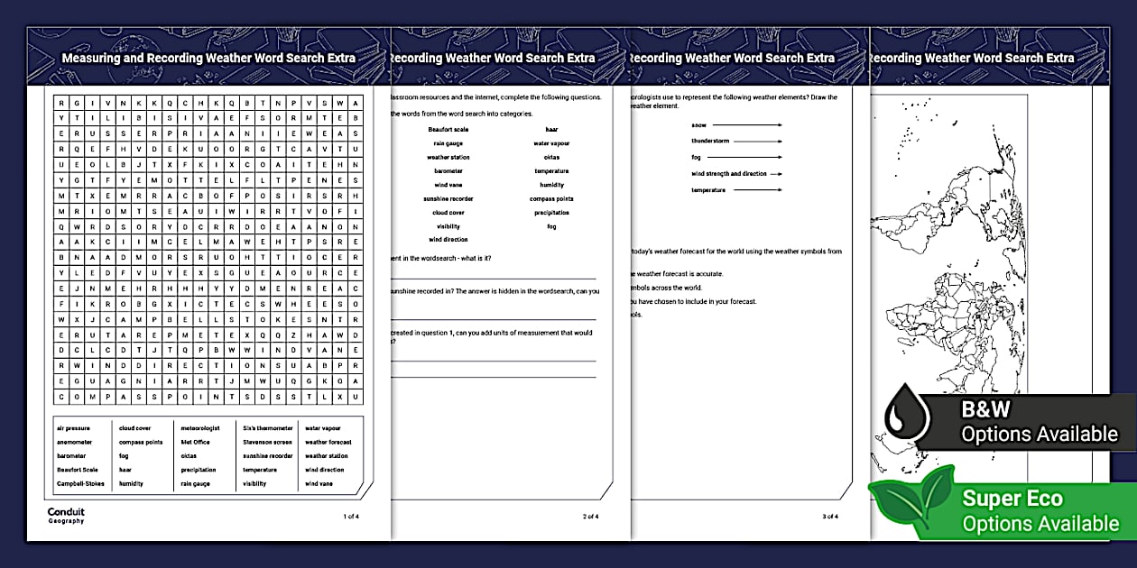 Measuring and Recording Weather Word Search Extra - Twinkl