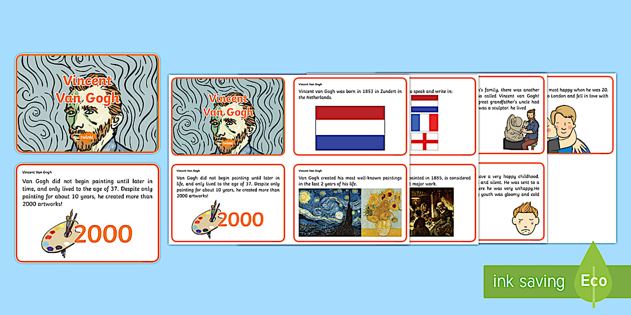 Vincent Van Gogh Fact Cards - Art - Famous Artists - Twinkl